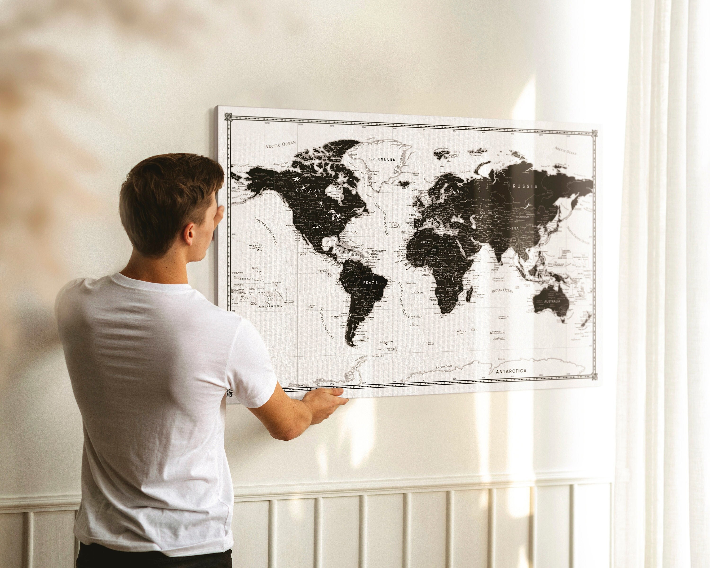 Personalized World Map Pinboard World Map Push Pin - Etsy