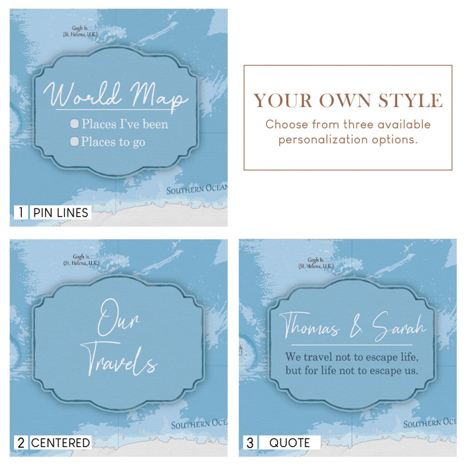 Personalized Travel World Map Push Pin Canvas Pinboard Handmade Home ...