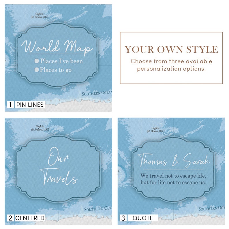 Personalized Travel World Map Push Pin Canvas Pinboard Handmade Home ...