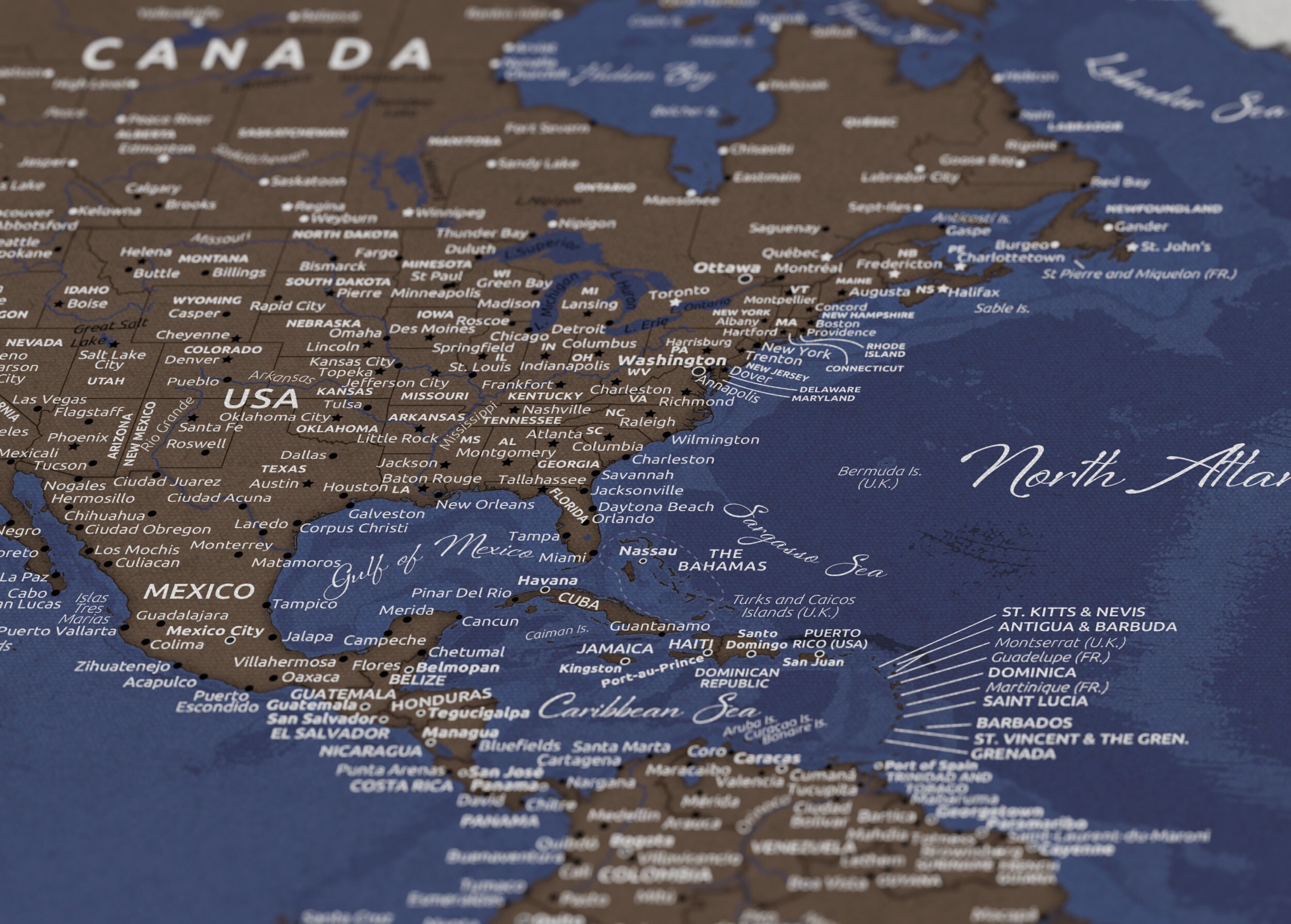 Customized World Travel Map on Canvas With Pins Ideal for Tracking ...