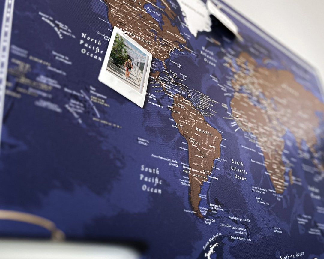 World Map Pinboard on Canvas 50 Pins Included Cork Board - Etsy