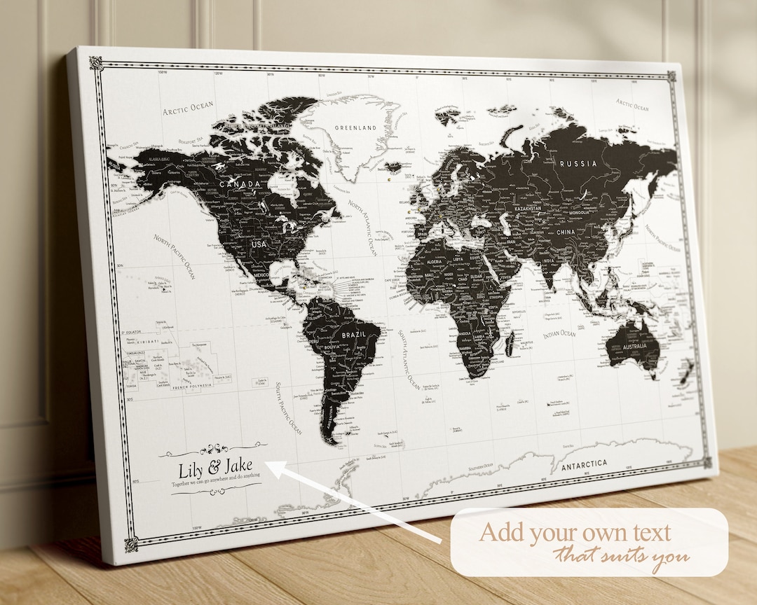 Personalized World Map Pinboard World Map Push Pin - Etsy