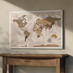 Personalized Travel World Map Vintage Notice Board Home Decor Handmade ...