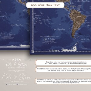 Customized World Travel Map on Canvas With Pins - Ideal for Tracking ...