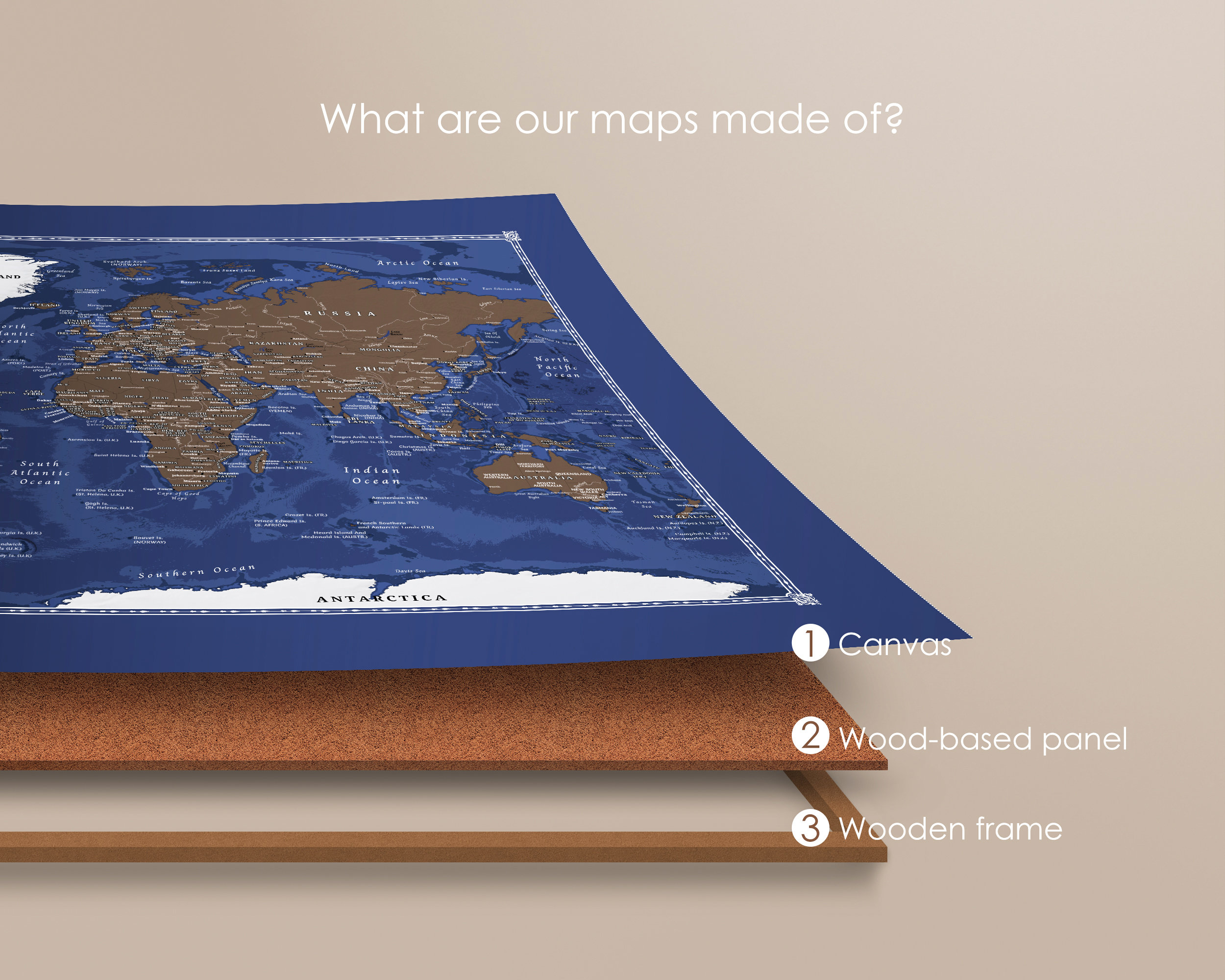 World Map Pinboard on Canvas 50 Pins Included Cork Board - Etsy