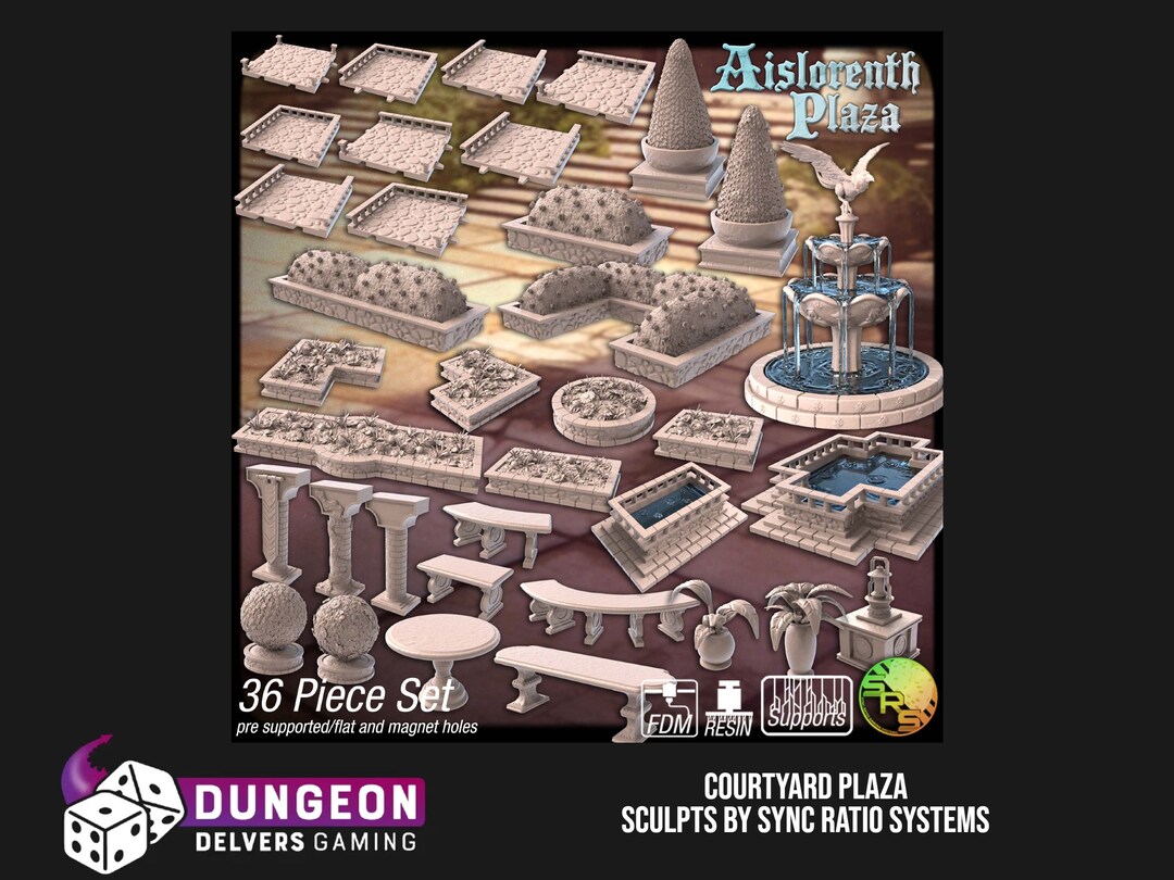 Fantasy Courtyard Castle Garden DND AOS Sci-fi Flowers Scenic Scenery ...