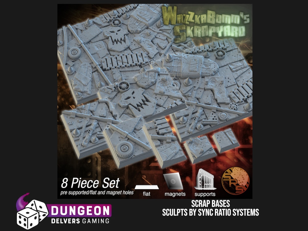 Scrap Metal Scenery Bases Resin 3d Print Fantasy Sci-fi Square 25mm ...