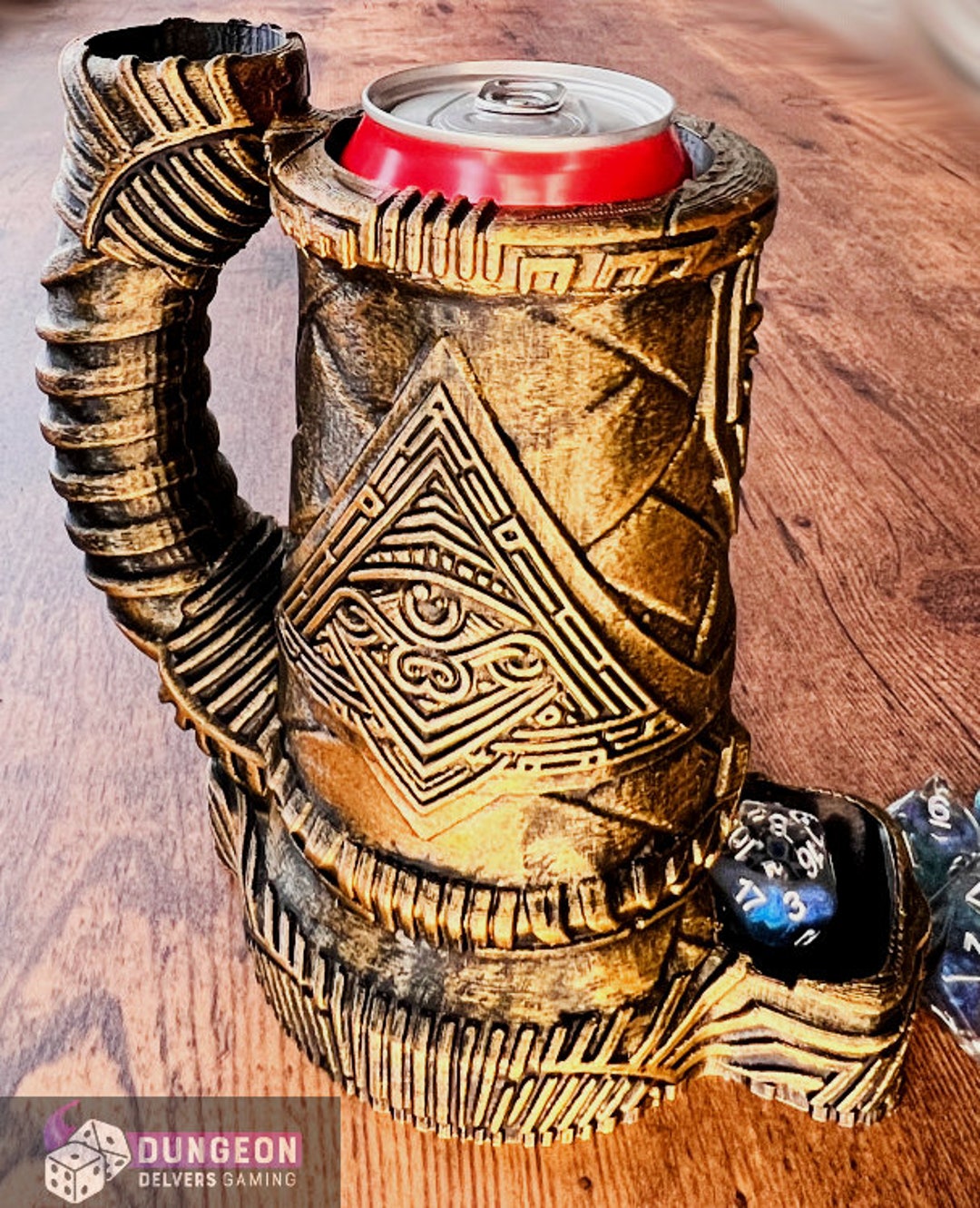 Fantasy Egyptian Eye Dice Tower Mug Can Cosy Dungeons Role Playing LARP ...