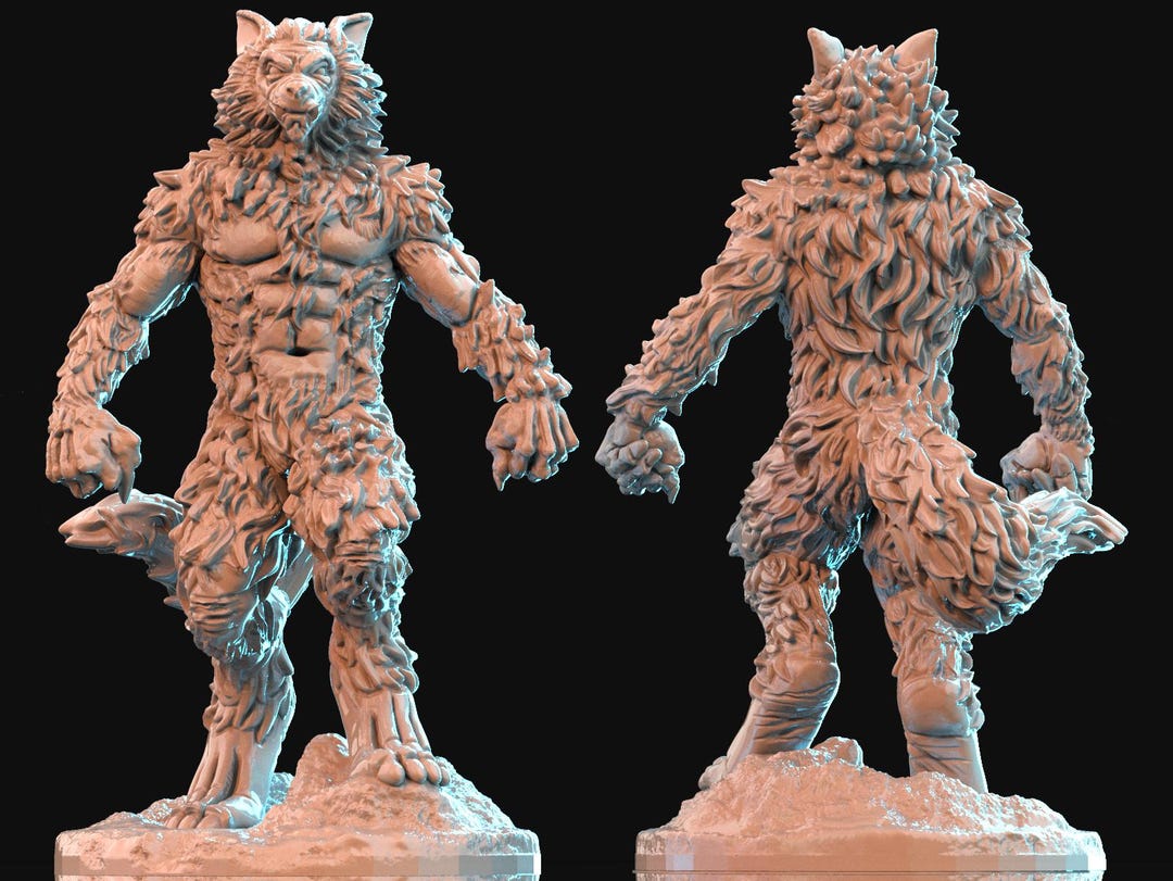 Werewolf V1 Shifter Beastiary V1 DND Monster Miniature Model RPG Table ...