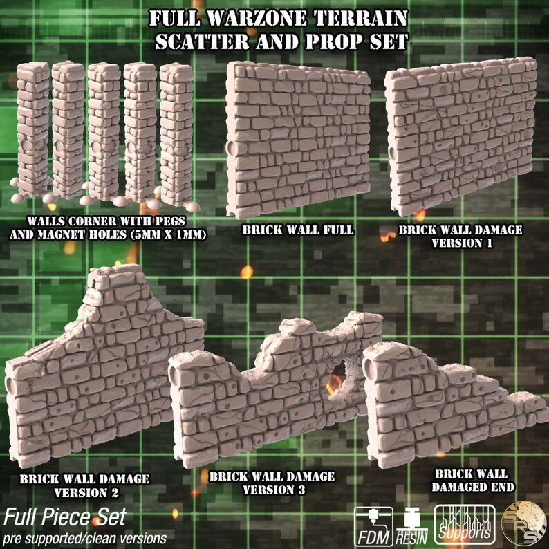 Warzone Scenery Scatter Terrain 3d Print Dungeons Dragons 40 - Etsy