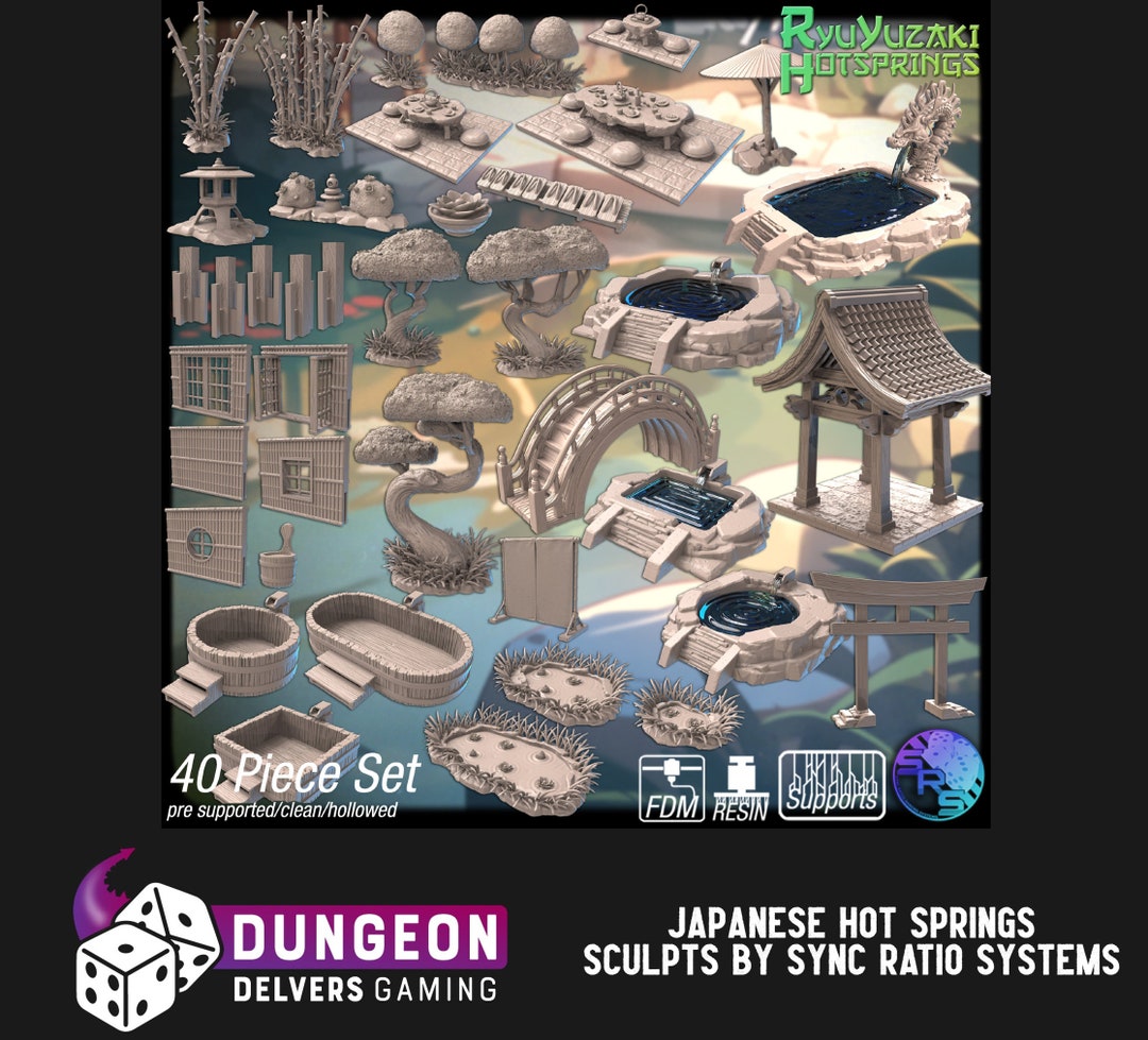 Japanese Hot Springs Ronin Samurai Scatter Terrain Scenery Diorama RPG ...