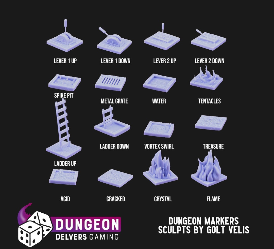Dungeon Tile Trap Ladder Markers Heroic 28mm Scale Modular Terrain ...
