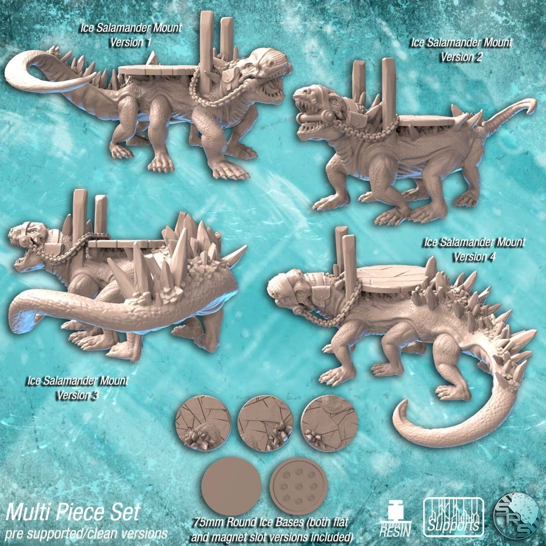 Frost Salamander Ice Dragon Wyvern Monster Miniature Model DND Dungeons ...