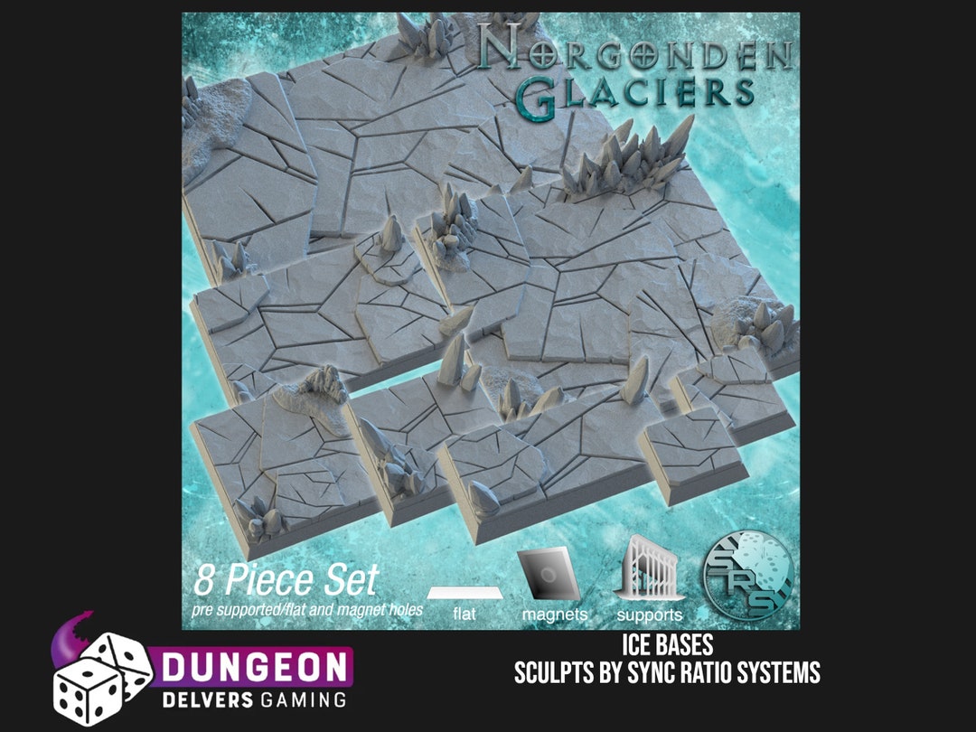 Ice Scenery Bases Resin 3d Print Fantasy Sci-fi Square 25mm 32mm 40mm ...