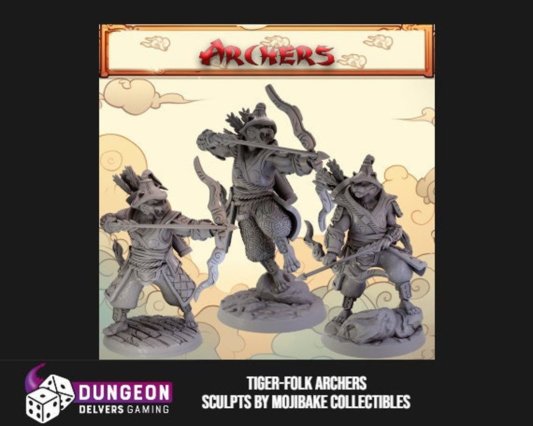 Tiger Folk Fantasy Archer Squad Perfect for Rpgs and Tabletop Games ...