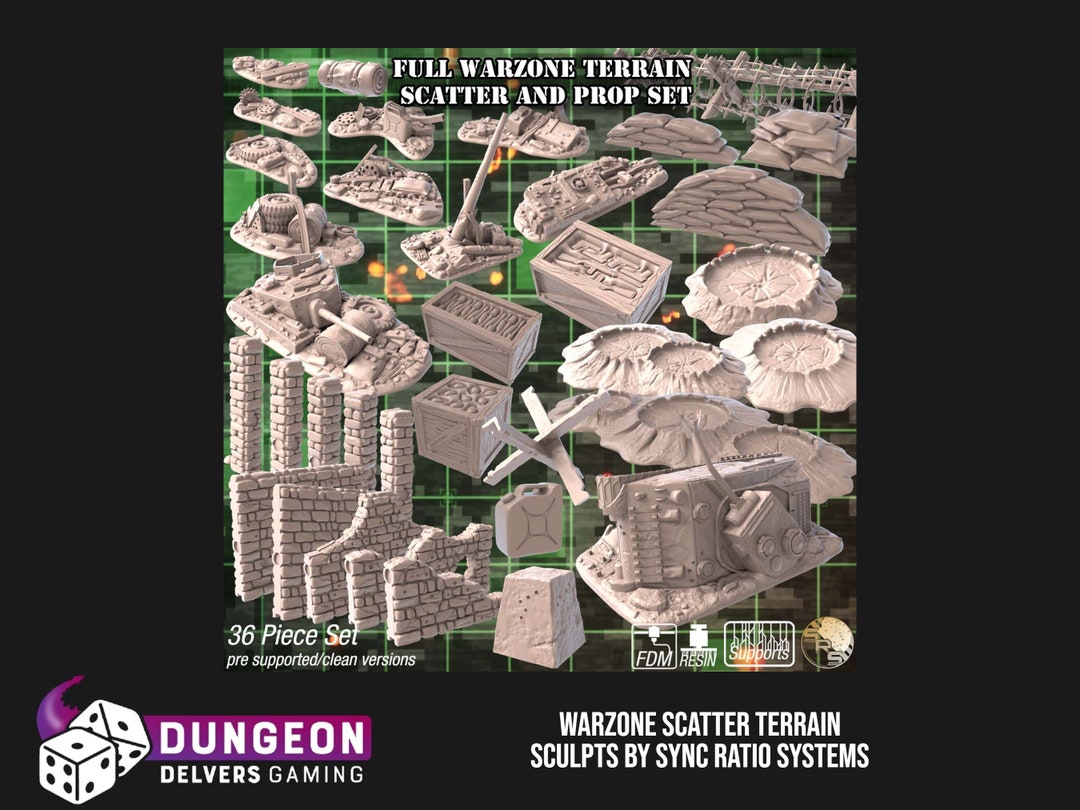 Warzone Scenery Scatter Terrain 3d Print Dungeons Dragons 40 AOS Flames ...