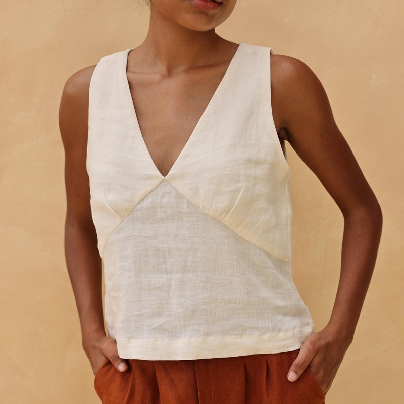 Womens Linen Tops Cream - Etsy
