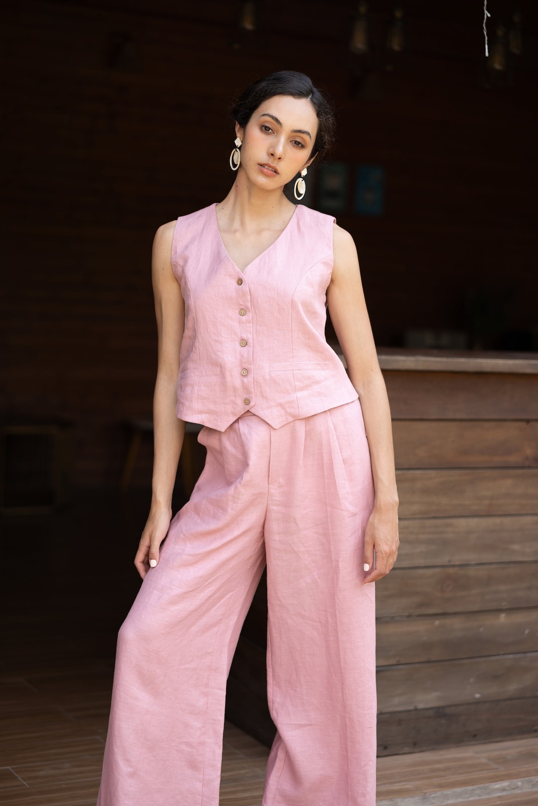 Linen Vest and Pants EMILY, Casual Linen Vest Set, Summer Vest, Linen ...