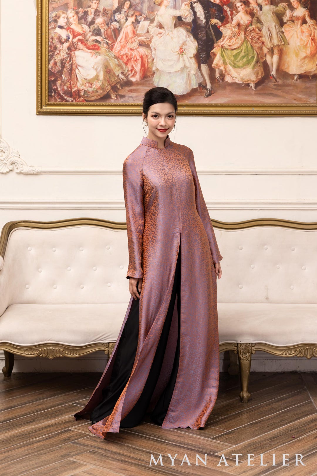 Vietnamese Long Dress, Front Slit Dress, Silk Ao Dai, Traditional ...