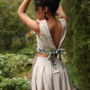 Linen Crop Tops and Skirt Set BLAKE, Linen 2 Piece Set, Linen Matching ...