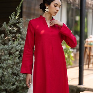 V Neck Linen Tunic CATHLEEN, Long Tunic for Women, Tunic Top for Women ...