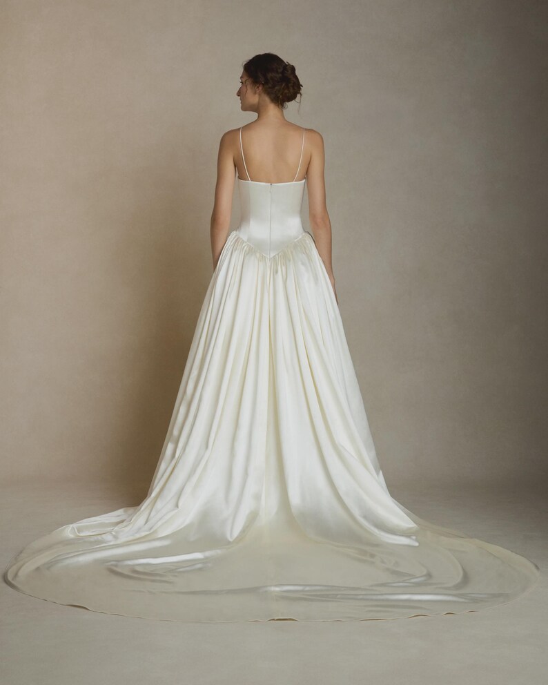 Custom Silk Wedding Dress Minimalist ELISE – Basque Waist Corset Bridal ...