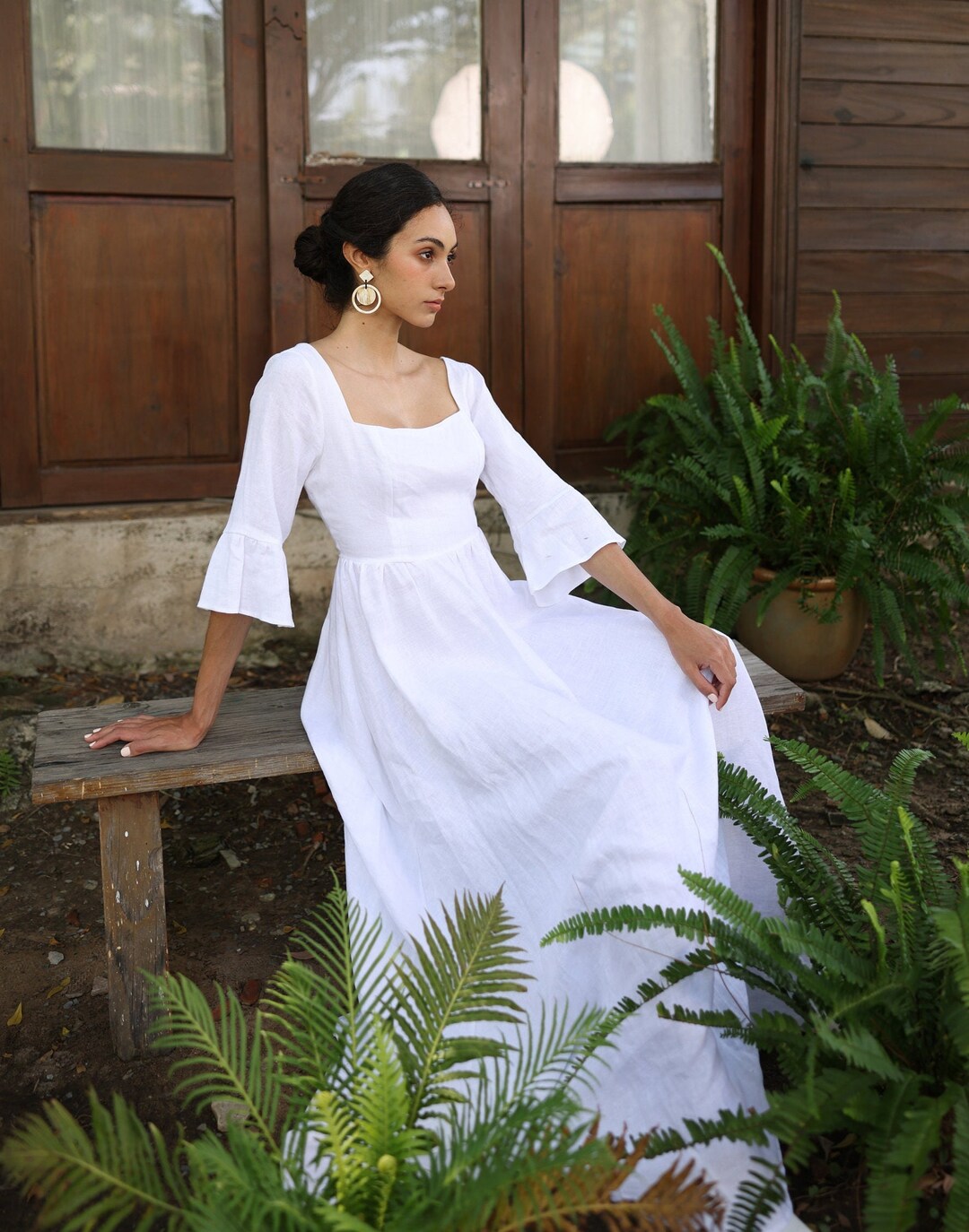 Linen Wedding Dress JES, Rustic Wedding Dress, Simple Wedding Dress ...