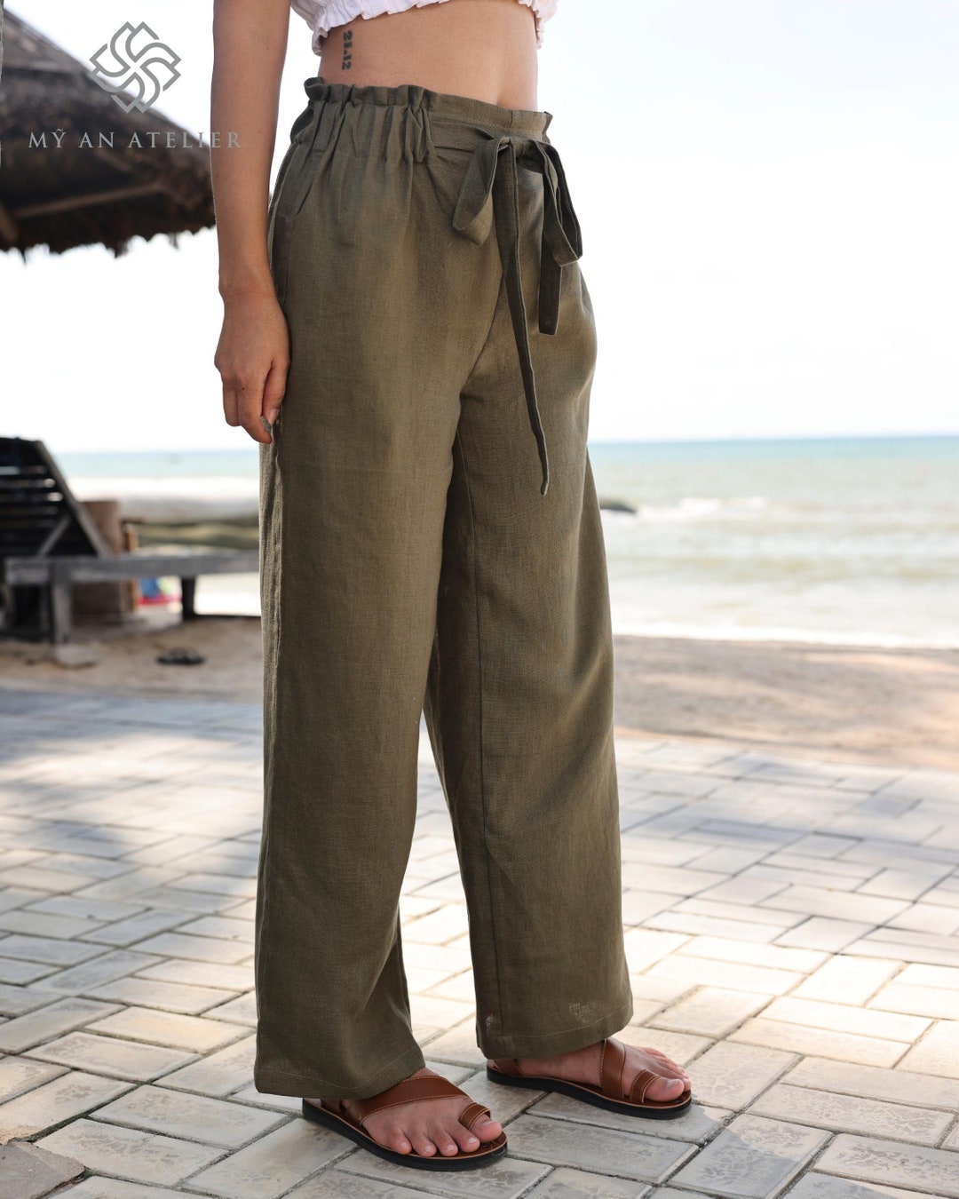 Paper Bag Linen Pants RUTH, Casual Linen Pants, Linen Pants for Women ...