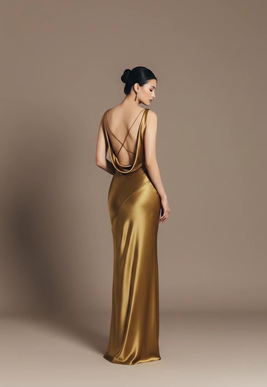 Backless Silk Gown SOLIRA - Silk Cowl Neck Evening Dress - Made to ...