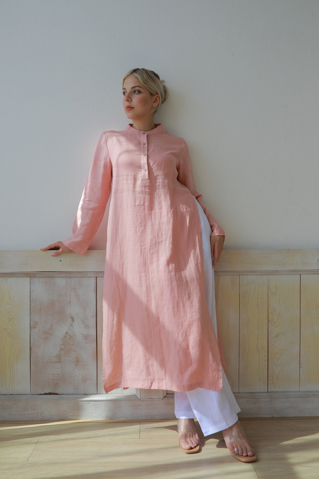 Long Linen Tunic for Women CHANIA, Plus Size Tunic Top, Tunic Top Women ...