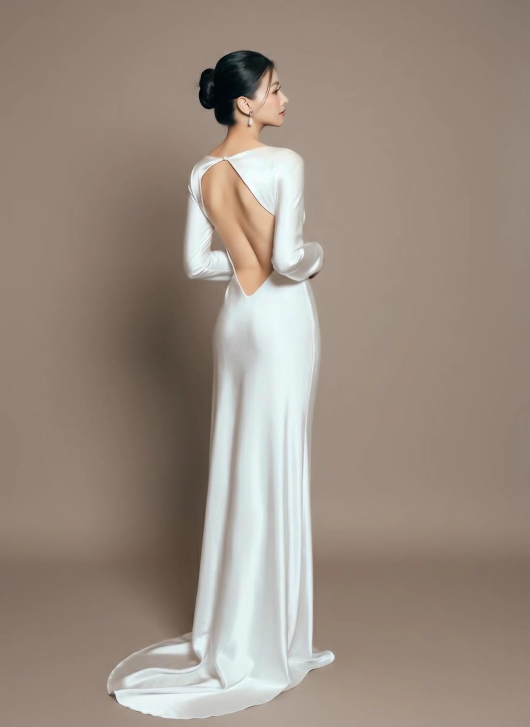 Open Back Silk Bridal Dress CELAE - Minimalist Bridal Gown - Bespoke ...