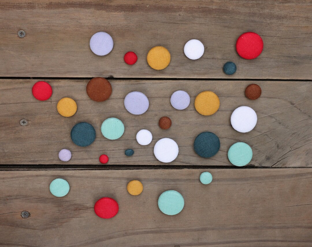 Linen Buttons Set 5-pcs in 60 Colors, Custom Fabric Buttons, Handmade ...