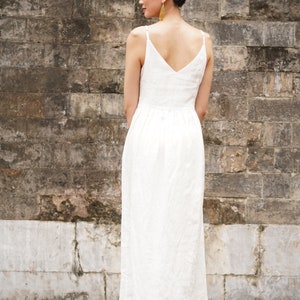 Linen Sundress Party DAMARIS, Hand Embroidered Maxi Linen Dress, White ...