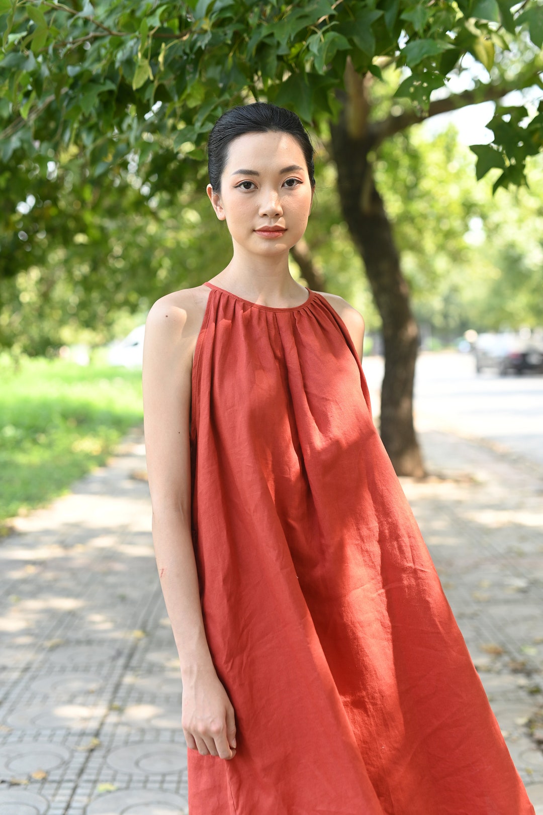 Halter Neck Linen Maxi Dress, Linen Sundress, Linen Maxi Dress ...