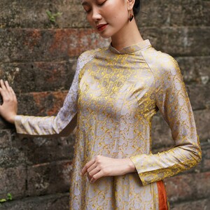 Golden Silk Ao Dai Women, Mulberry Silk Ao Dai, Ao Dai Women, Premium Silk Ao Dai, Ao Dai Tunic ...
