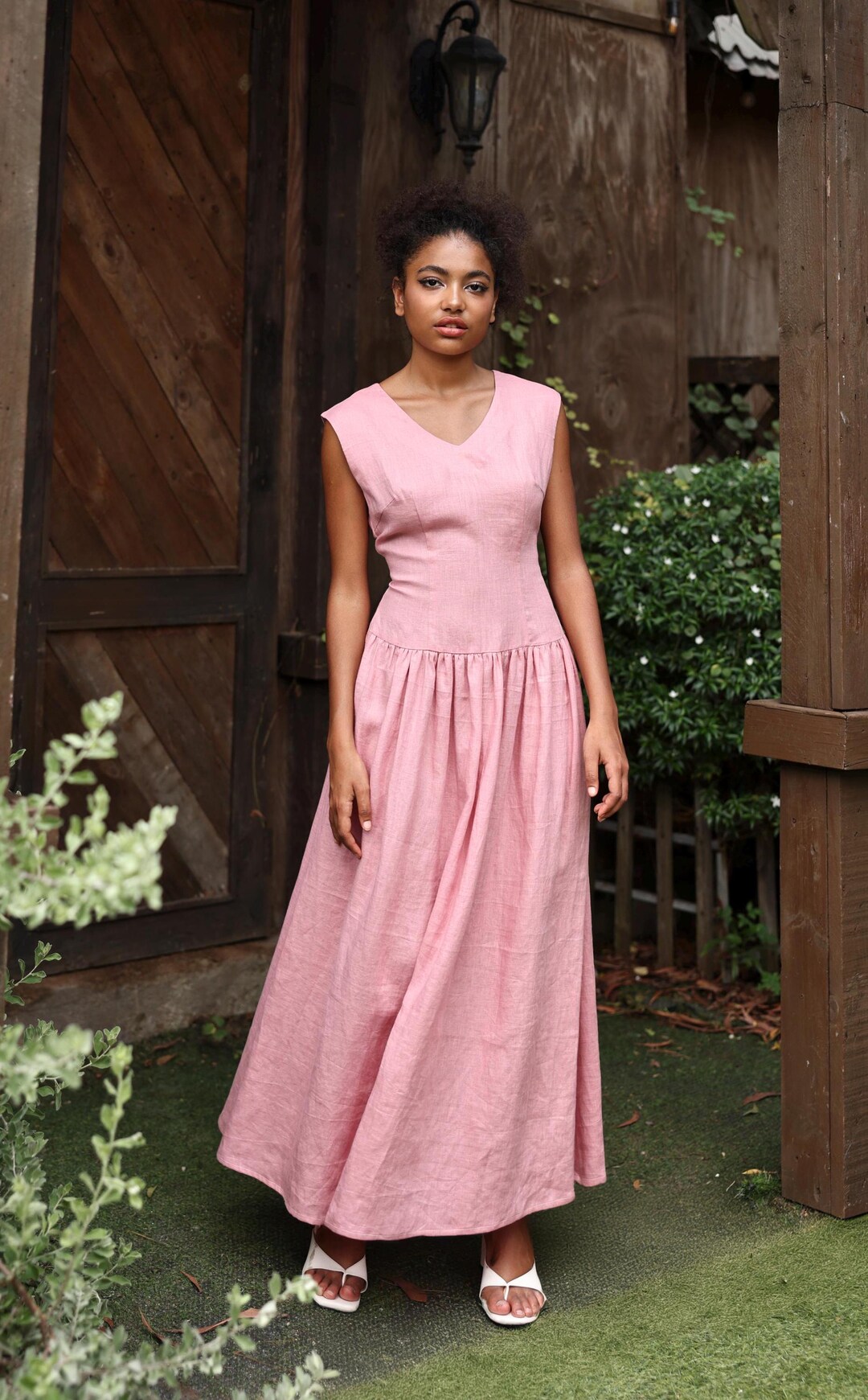 Dropped Waist Dress SHALLY, Linen Dress Women, Elegant Linen Dress ...