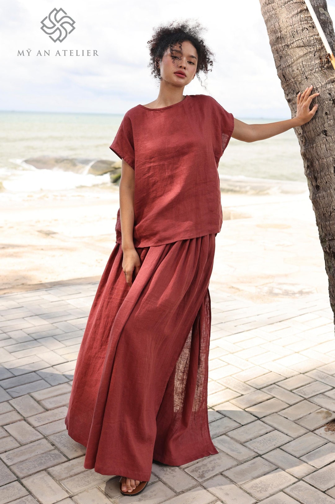 Linen Top and Skirt Set ESER, Linen 2 Piece Set, Linen Matching Set ...