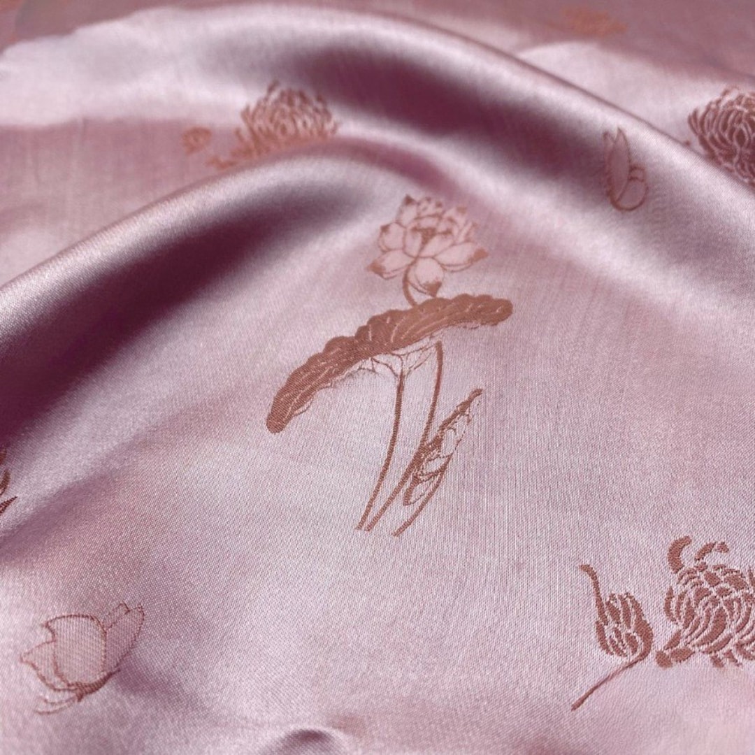 Lotus Silk Fabric, Floral Silk Fabric, Mulberry Silk Fabric, Handmade ...