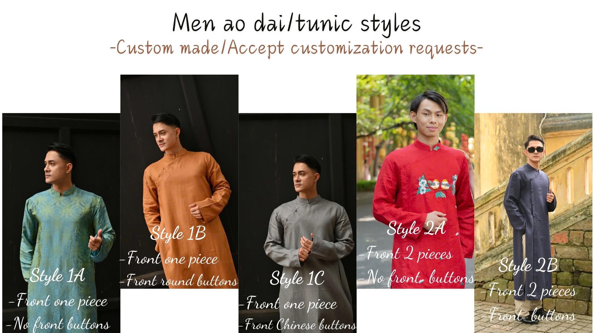 Linen Ao Dai for Men in 60 Colors, Vietnamese Dress for Men, Ao Dai Men ...