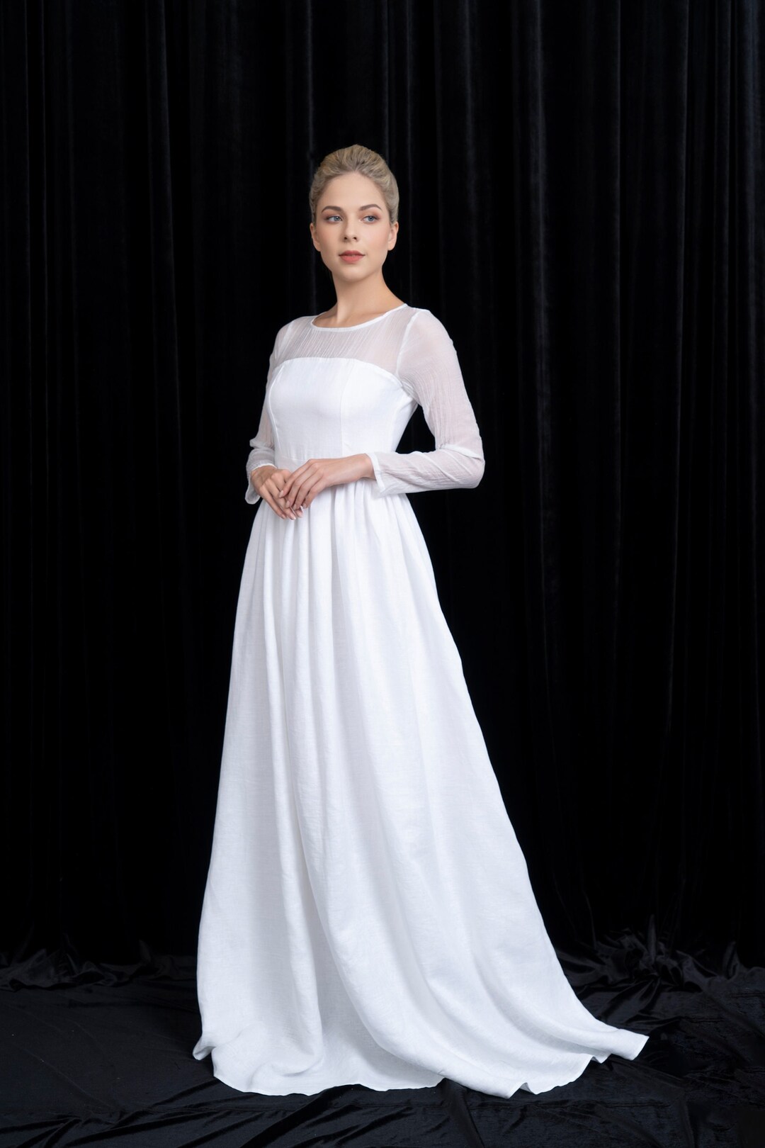 Simple Linen Wedding Dress ETHEREAL, Minimalist Wedding Dress, Fall ...