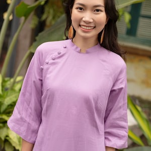 Linen Ao Dai Women, Linen Modern Ao Dai, Solid Color Ao Dai, Vietnamese ...