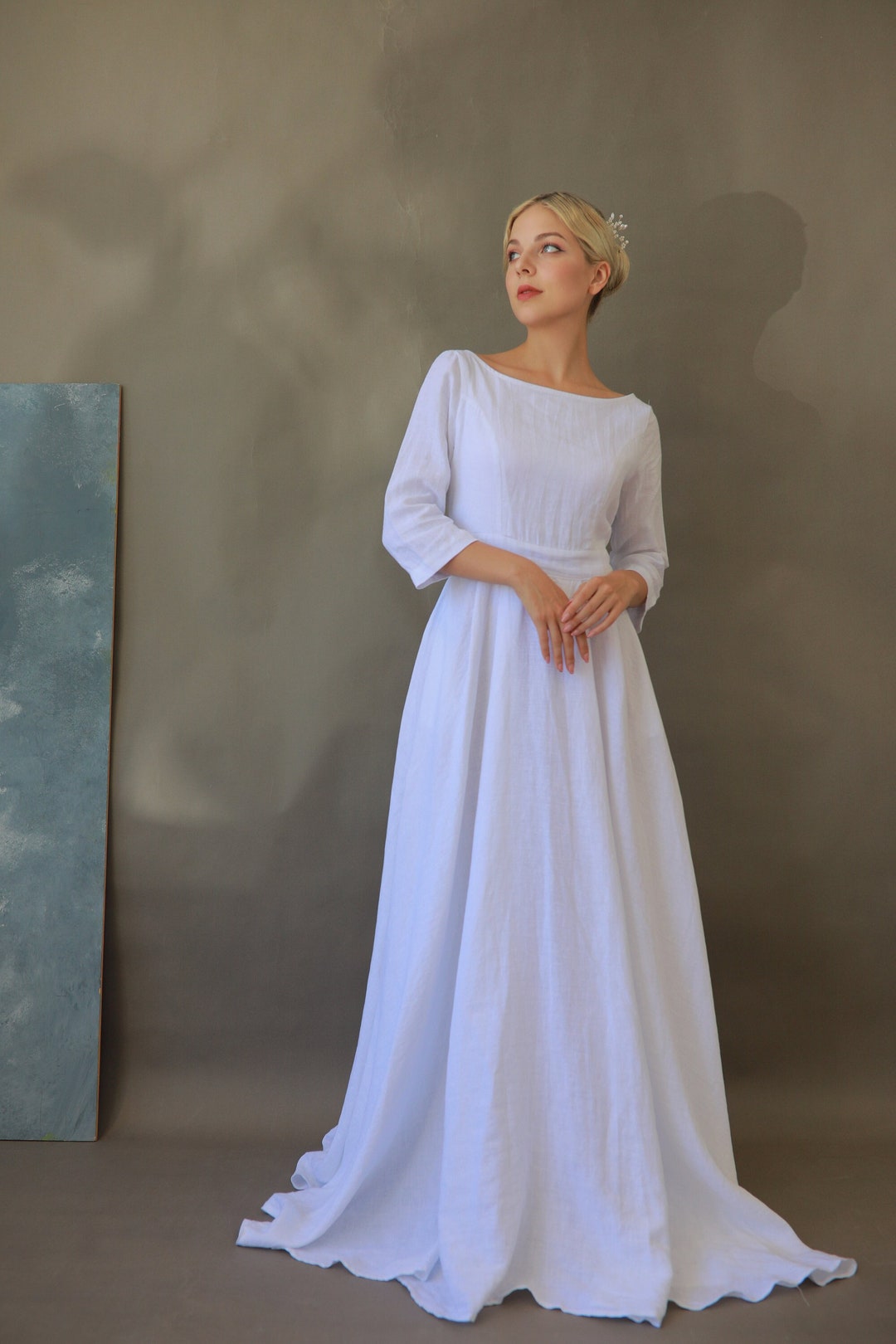 Linen Wedding Dress ELI, Bespoke Bridal Dress, Minimalist Wedding Dress ...