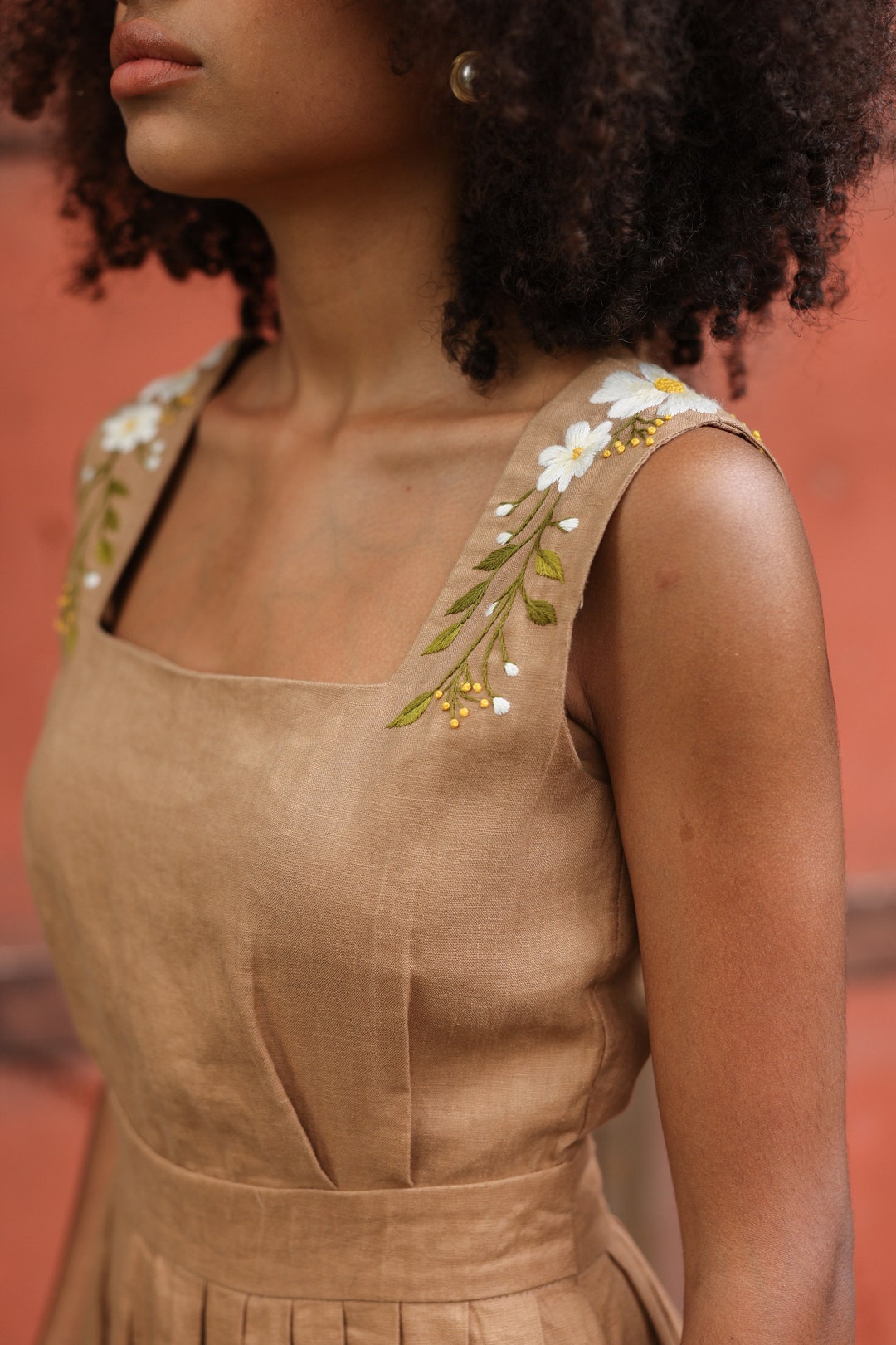 Handmade Embroidery Linen Dress for Women ELLIE, Linen Sundress Party ...