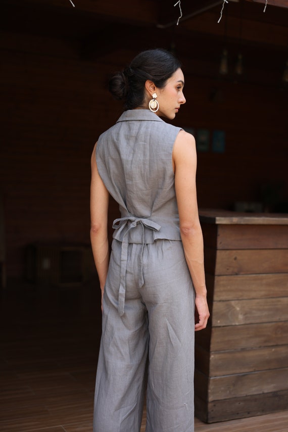 Linen Vest and Pants EDIE, Linen Vest Set, Linen Summer Vest Linen Vest and Pants EDIE, Linen Vest Set, Linen Summer Vest