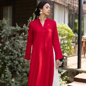 V Neck Linen Tunic CATHLEEN, Long Tunic for Women, Tunic Top for Women ...