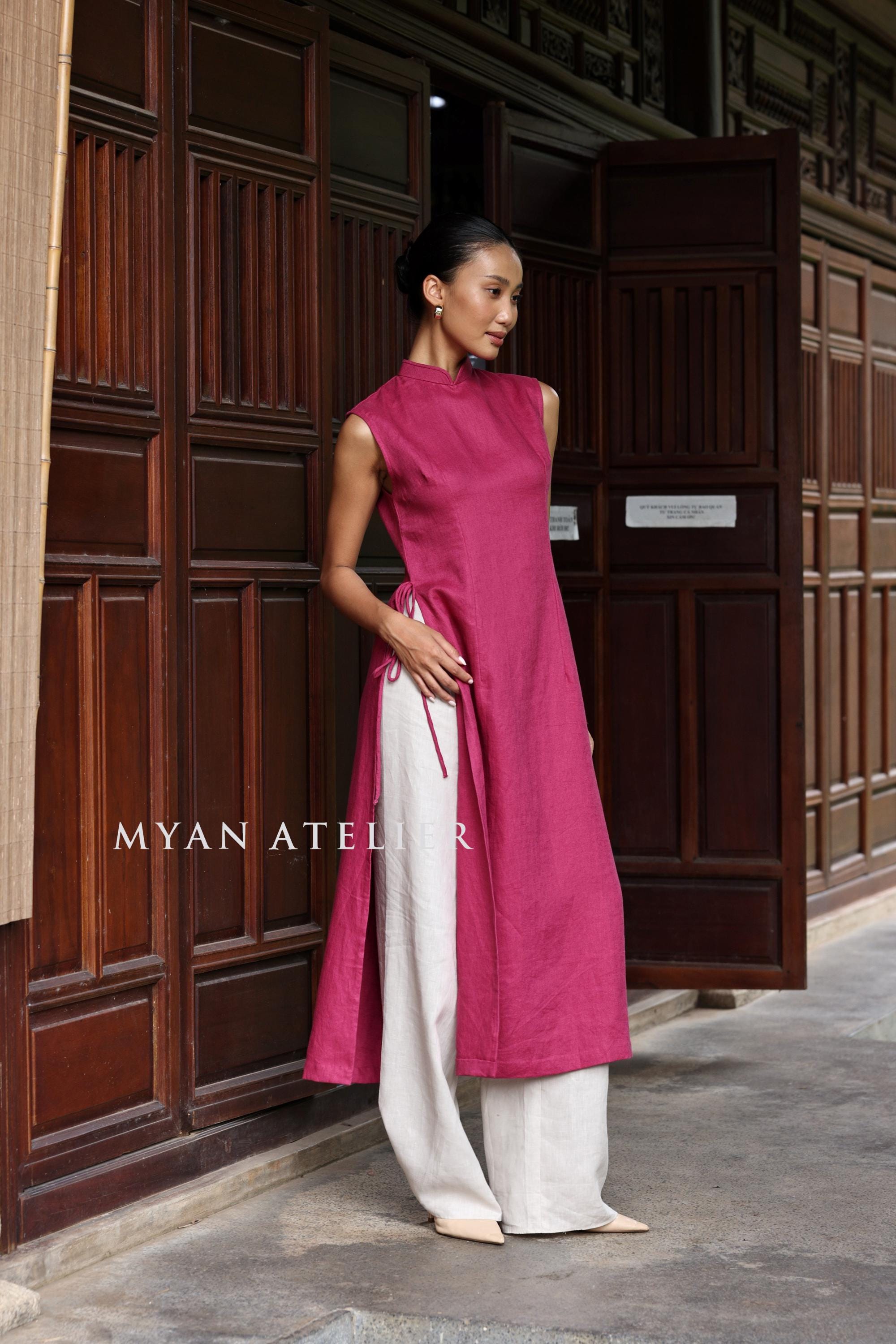 Sleeveless Linen Tunic LYN, Long Linen Tunic Dress, Side Slit Tunic Top ...