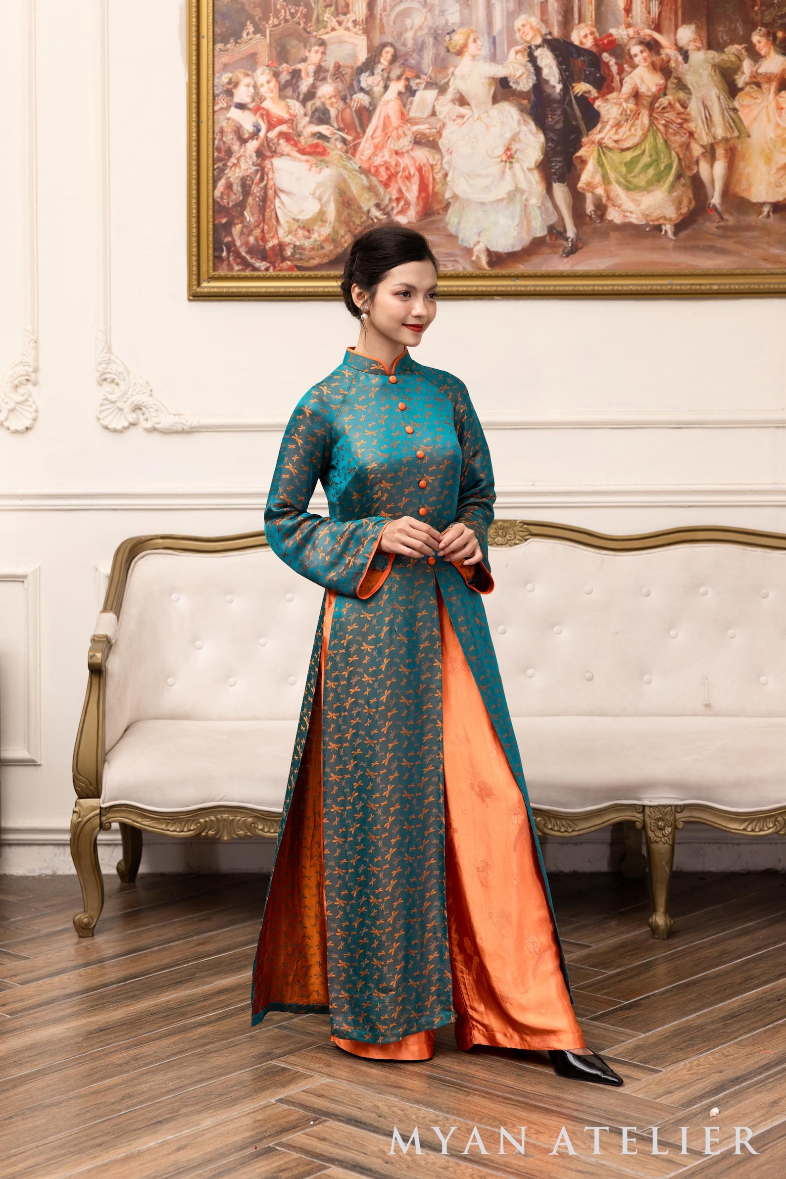 Traditional Dress of Vietnamese, Front Slit Dress, Silk Ao Dai for ...
