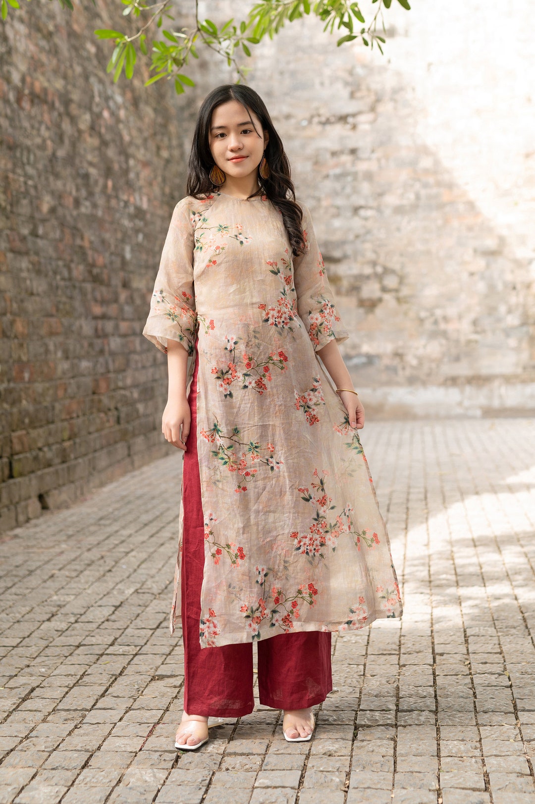 Linen Ao Dai Women, Modern Ao Dai, Vietnamese Traditional Dress for ...