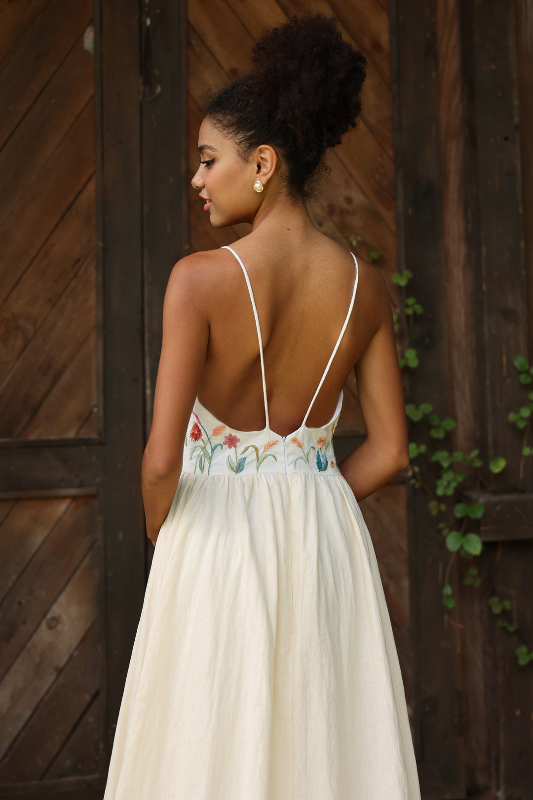 Embroidered Wedding Dress ANNECY, Linen Wedding Dress, Unique Wedding ...