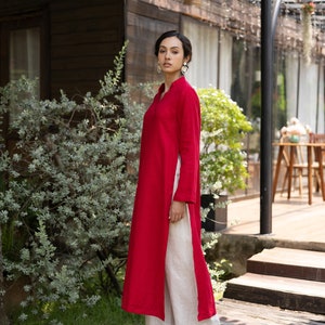 V Neck Linen Tunic CATHLEEN, Long Tunic for Women, Tunic Top for Women ...